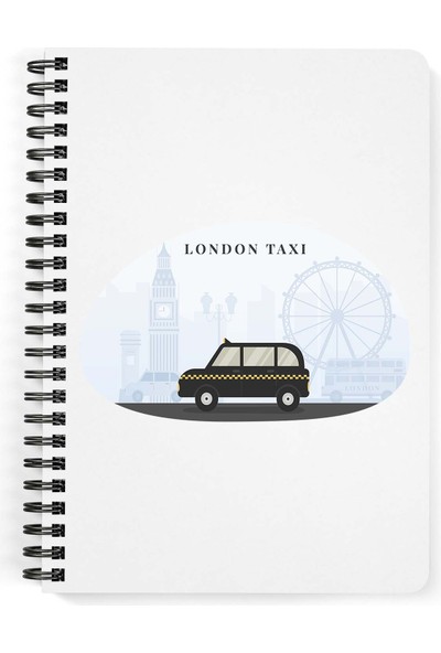 Hero Tasarım London Taxi Baskılı Ahşap Kapaklı Defter 15X20 cm DFT2234