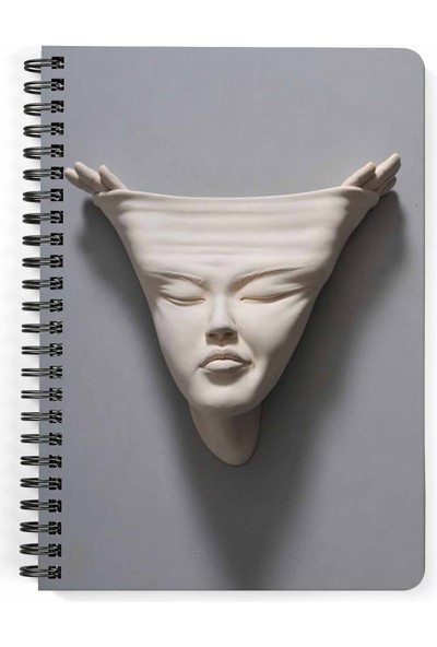 Heykel Yüz Baskılı Ahşap Kapaklı Defter 15X20 cm DFT3084