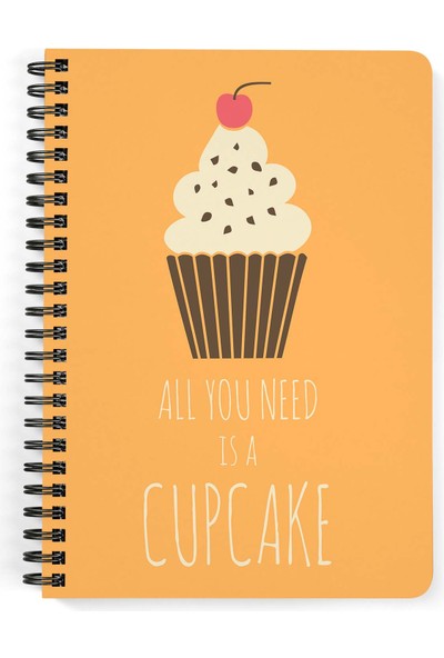 Hero Tasarım Cup Cake Baskılı Ahşap Kapaklı Defter 15X20 cm DFT605