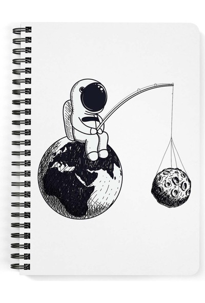 Ay Tutulması Baskılı Ahşap Kapaklı Defter 15X20 cm DFT1925