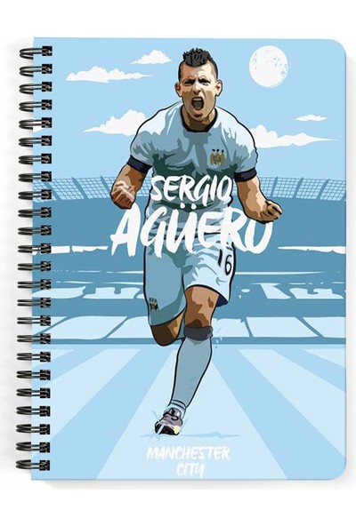 Sergio Aguero Baskılı Ahşap Kapaklı Defter 15X20 cm DFT4536
