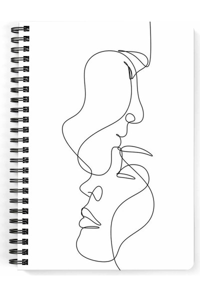 Soyut Yüz Baskılı Ahşap Kapaklı Defter 15X20 cm DFT3143