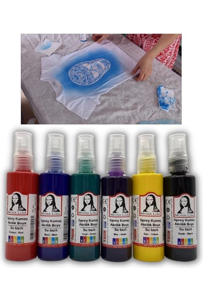 Monalisa Tekstil Kumaş Boyası Sprey 6 Renk 70 ml Monalisa Tekstil Kumaş Boyası Sprey 6 Renk 70 ml
