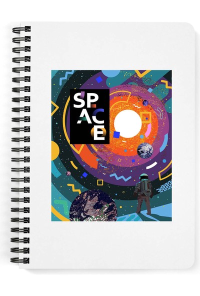 Space Baskılı Ahşap Kapaklı Defter 15X20 cm DFT1901