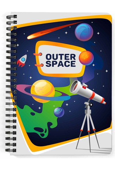 Outer Space Baskılı Ahşap Kapaklı Defter 15X20 cm DFT5159 Outer Space Baskılı Ahşap Kapaklı Defter 15X20 cm DFT5159