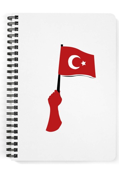 Türk Bayrağı Baskılı Ahşap Kapaklı Defter 15X20 cm DFT1532