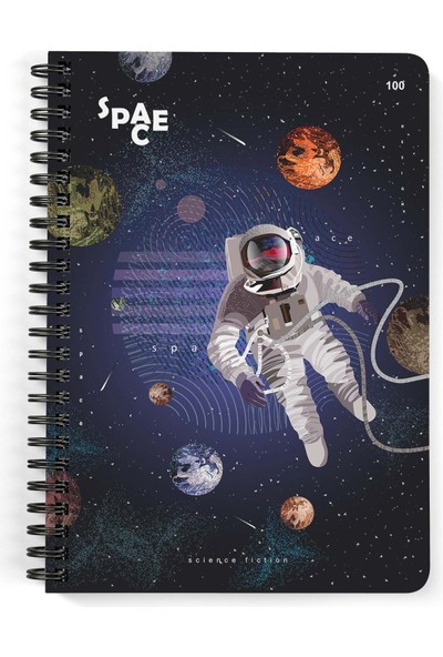 Space Baskılı Ahşap Kapaklı Defter 15X20 cm DFT554