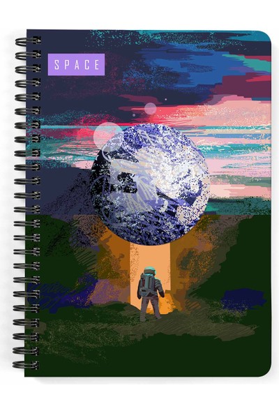 Space Baskılı Ahşap Kapaklı Defter 15X20 cm DFT5141
