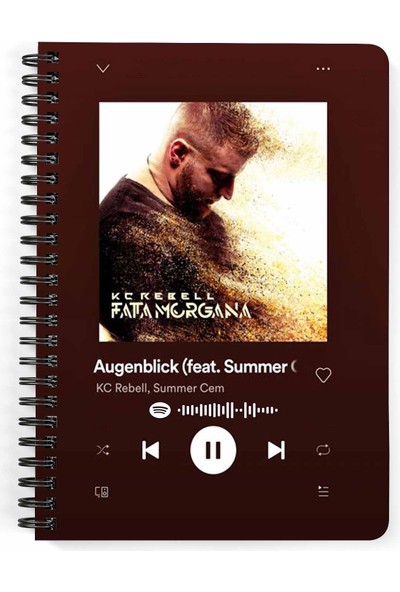 Augenblick Spotify Karekodlu Baskılı Ahşap Kapaklı Defter 15X20 cm DFT2859