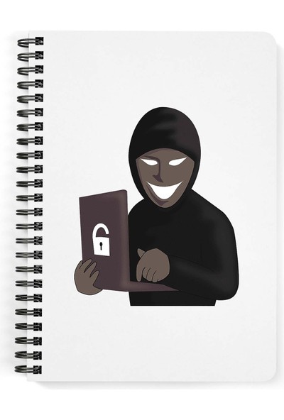 Hacker Baskılı Ahşap Kapaklı Defter 15X20 cm DFT6382