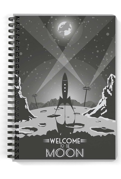 Welcome Moon Baskılı Ahşap Kapaklı Defter 15X20 cm DFT564 Welcome Moon Baskılı Ahşap Kapaklı Defter 15X20 cm DFT564