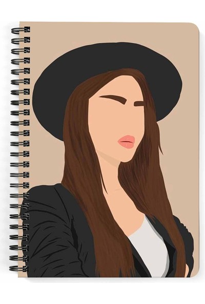 Hero Tasarım Woman Baskılı Ahşap Kapaklı Defter 15X20 cm DFT2876
