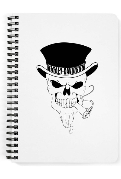 Harley Baskılı Ahşap Kapaklı Defter 15X20 cm DFT6359