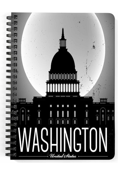 Washington Baskılı Ahşap Kapaklı Defter 15X20 cm DFT4054