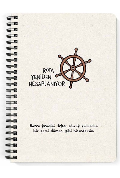 Hero Tasarım Rota Hesaplanıyor Baskılı Ahşap Kapaklı Defter 15X20 cm DFT3997