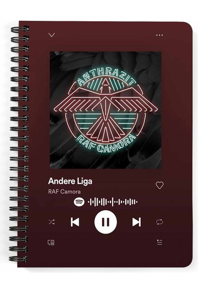 Andere Liga Spotify Karekodlu Baskılı Ahşap Kapaklı Defter 15X20 cm DFT2860