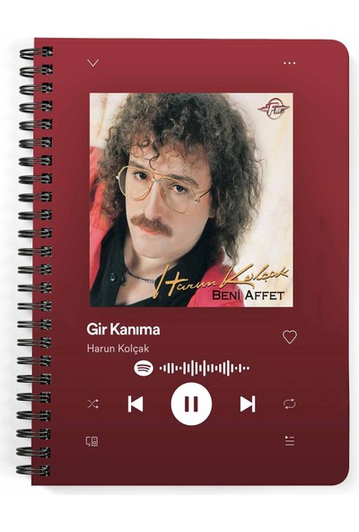 Hero Tasarım Gir Kanıma Harun Kolçak Spotify Karekodlu Baskılı Ahşap Kapaklı Defter 15X20 cm DFT2835 Hero Tasarım Gir Kanıma Harun Kolçak Spotify Karekodlu Baskılı Ahşap Kapaklı Defter 15X20 cm DFT2835