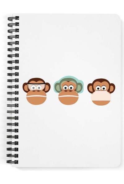 Üç Maymun Baskılı Ahşap Kapaklı Defter 15X20 cm DFT1126 Üç Maymun Baskılı Ahşap Kapaklı Defter 15X20 cm DFT1126