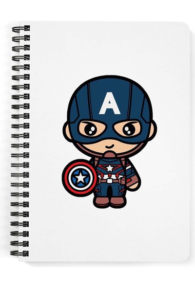 Captan America Baskılı Ahşap Kapaklı Defter 15X20 cm DFT6459