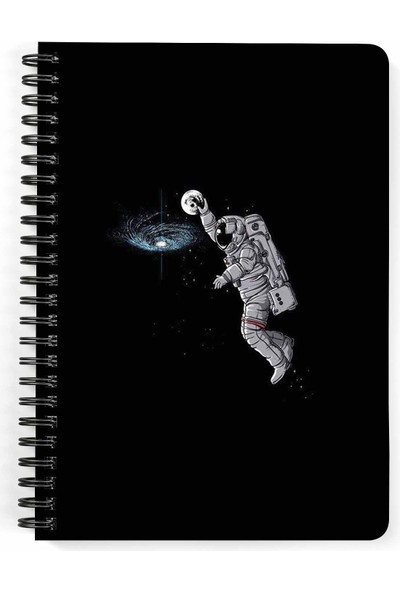 Hero Tasarım Astronot Baskılı Ahşap Kapaklı Defter 15X20 cm DFT5278