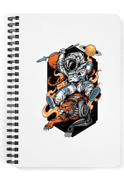 Hero Tasarım Astronot Baskılı Ahşap Kapaklı Defter 15X20 cm DFT5995