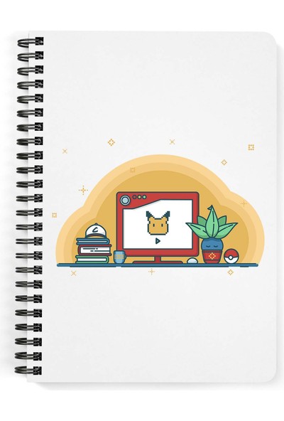 Pokemon Game Baskılı Ahşap Kapaklı Defter 15X20 cm DFT1830