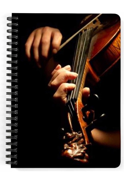 Keman Baskılı Ahşap Kapaklı Defter 15X20 cm DFT3746 Keman Baskılı Ahşap Kapaklı Defter 15X20 cm DFT3746