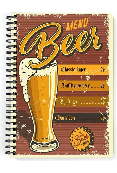 Hero Tasarım Beer Baskılı Ahşap Kapaklı Defter 15X20 cm DFT2777 Hero Tasarım Beer Baskılı Ahşap Kapaklı Defter 15X20 cm DFT2777