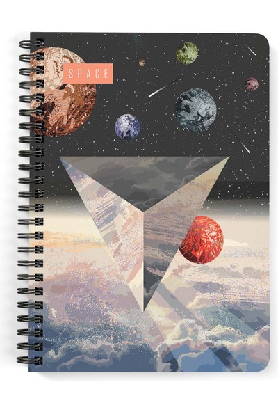 Hero Tasarım Space Baskılı Ahşap Kapaklı Defter 15X20 cm DFT556