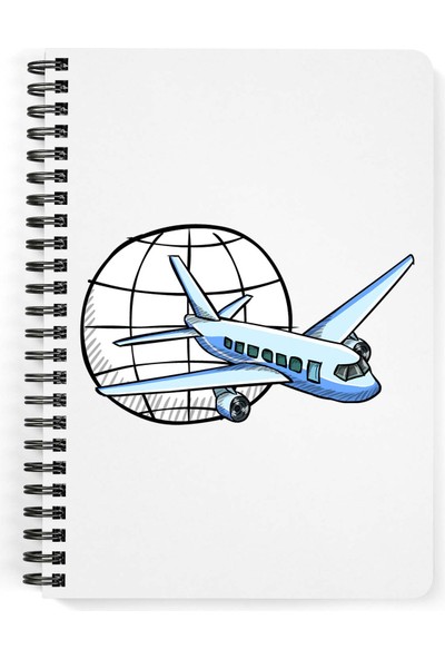 Uçak Baskılı Ahşap Kapaklı Defter 15X20 cm DFT2267