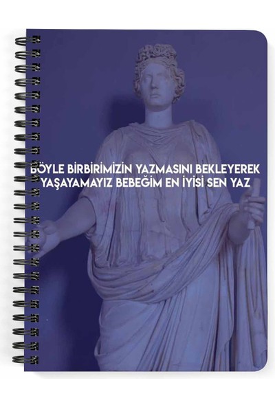 Hero Tasarım Heykel Baskılı Ahşap Kapaklı Defter 15X20 cm DFT2539