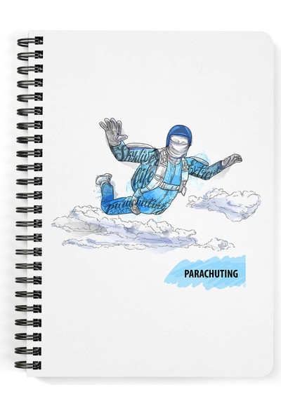 Hero Tasarım Paraşüt Baskılı Ahşap Kapaklı Defter 15X20 cm DFT2112