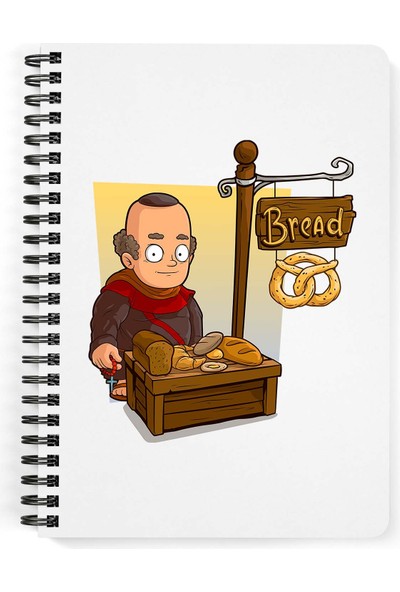 Hero Tasarım Fırıncı Baskılı Ahşap Kapaklı Defter 15X20 cm DFT1349