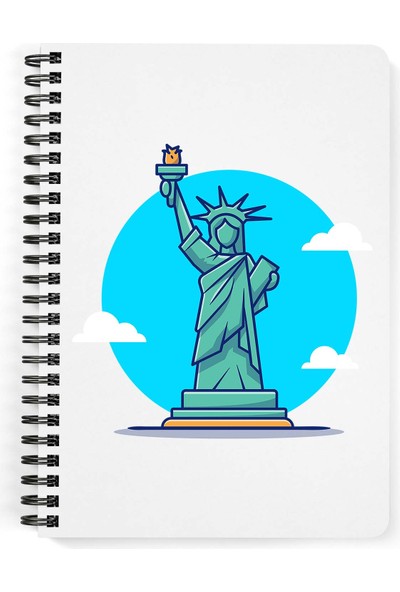 Özgürlük Kulesi Baskılı Ahşap Kapaklı Defter 15X20 cm DFT2129