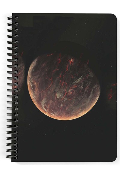 Gezegen Baskılı Ahşap Kapaklı Defter 15X20 cm DFT2317