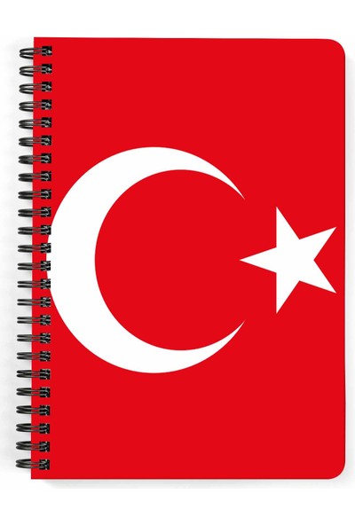 Türkiye Bayrağı Baskılı Ahşap Kapaklı Defter 15X20 cm DFT5497
