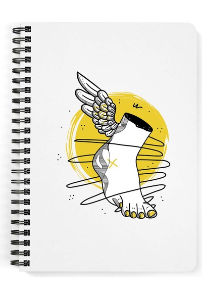 Hermes Ayak Heykeli Baskılı Ahşap Kapaklı Defter 15X20 cm DFT920