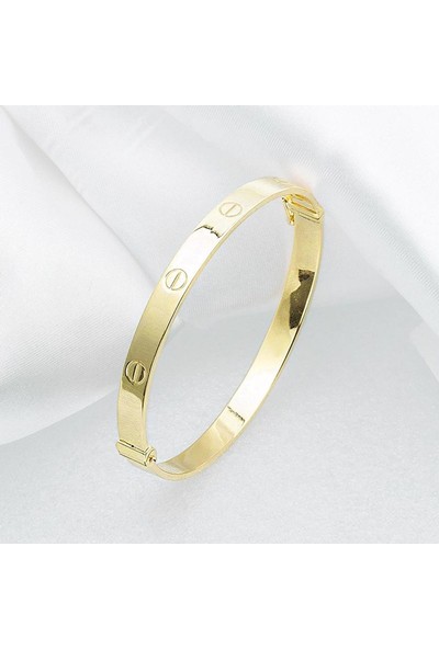 Bilezikci Vidalı Kelepçe Taşsız Altın Bilezik