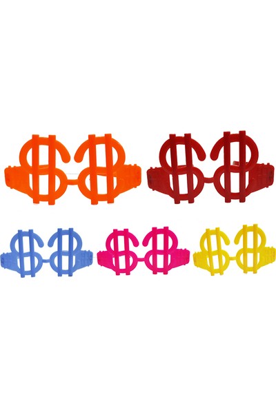 Büyük Dolar Parti Gözlüğü Neon Renk 12 Adet