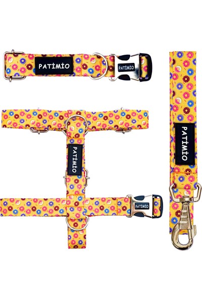 Patimio Donuts Köpek Göğüs, Boyun ve Gezdirme Tasma Seti Patimio Donuts Köpek Göğüs, Boyun ve Gezdirme Tasma Seti