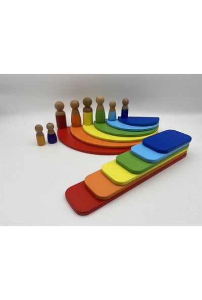 Timberhill Toys & Supplies Waldorf 7'li Gökkuşağı Peg Bebek, Yarım Daire ve Düz Tabla Seti Timberhill Toys & Supplies Waldorf 7'li Gökkuşağı Peg Bebek, Yarım Daire ve Düz Tabla Seti