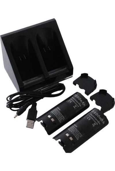 Wii Uzaktan Kumanda Siyah Için 2 Port Şarj Dock Şarj Edilebilir Şarj Wii Uzaktan Kumanda Siyah Için 2 Port Şarj Dock Şarj Edilebilir Şarj