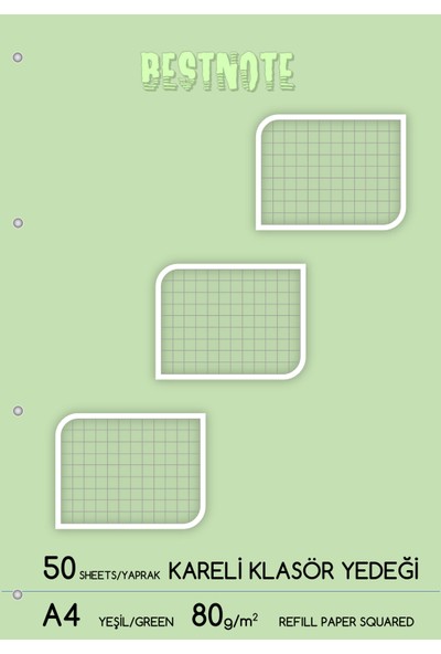 Bestnote A4 Kareli Kağıt 50 Yaprak Klasör Yedeği