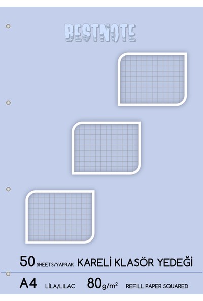 Bestnote A4 Kareli Kağıt 50 Yaprak Klasör Yedeği