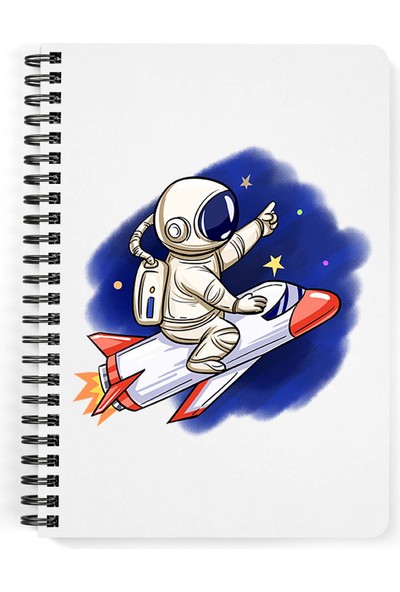 Astronot Baskılı Ahşap Kapaklı Defter 15X20 cm DFT6374