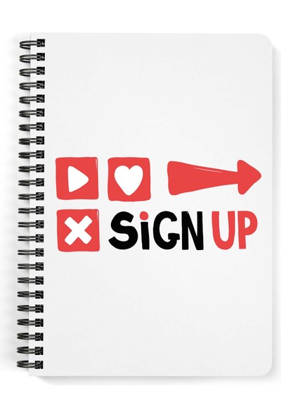 Sign Up Baskılı Ahşap Kapaklı Defter 15X20 cm DFT482