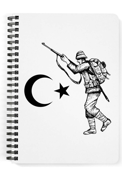 Hero Tasarım Türk Askeri Baskılı Ahşap Kapaklı Defter 15X20 cm DFT1488