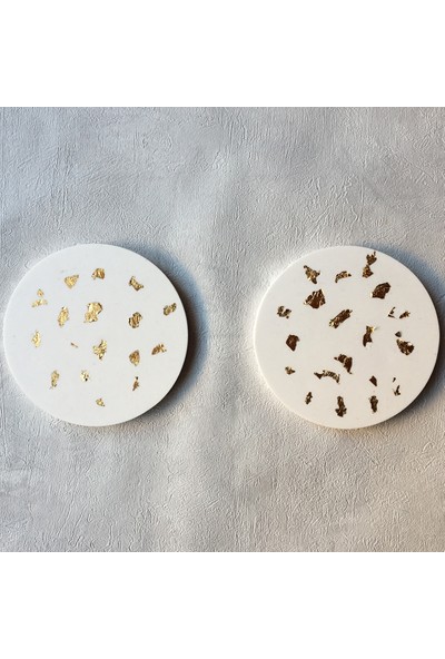 2'li Gold Detay Bardak Altlığı Beton, Saksı Altlığı, Mum Tabağı 2'li Gold Detay Bardak Altlığı Beton, Saksı Altlığı, Mum Tabağı