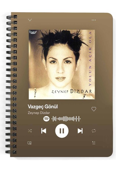 Hero Tasarım Vazgeç Gönül Zeynep Dizdar Spotify Karekodlu Baskılı Ahşap Kapaklı Defter 15X20 cm DFT2833 Hero Tasarım Vazgeç Gönül Zeynep Dizdar Spotify Karekodlu Baskılı Ahşap Kapaklı Defter 15X20 cm DFT2833