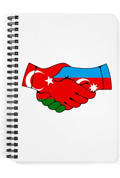 Azerbaycan ve Türkiye El Ele Baskılı Ahşap Kapaklı Defter 15X20 cm DFT1420